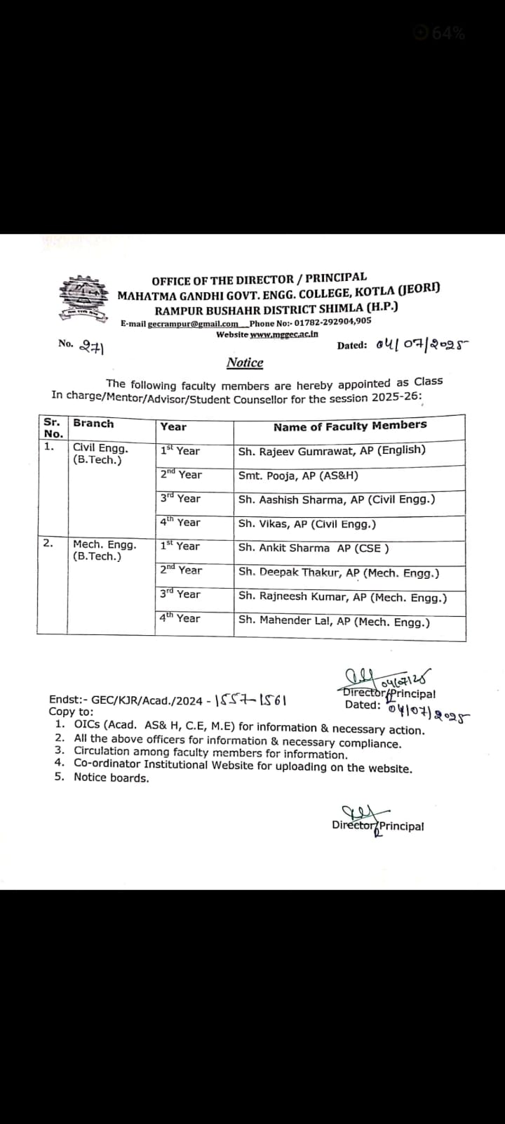 Welcome to Mahatma Gandhi Government Engineering College Jeori, Rampur ...